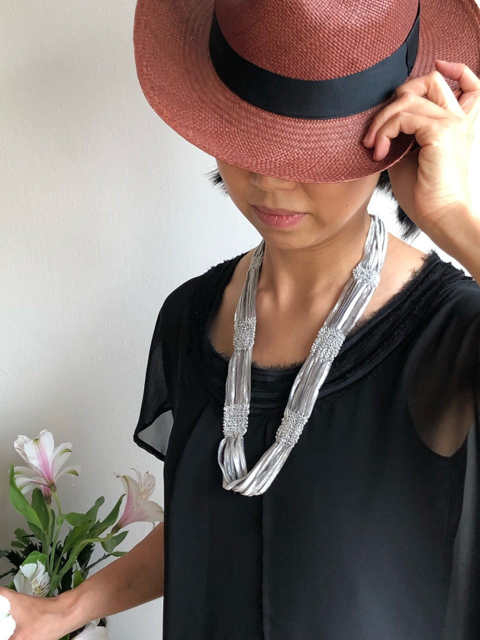Handwoven Ribbon Necklace - Silver – Original Women